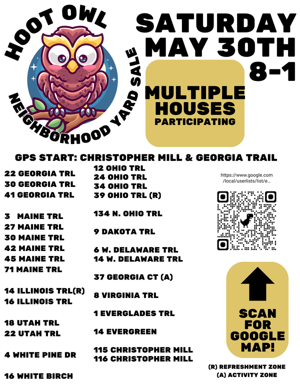 Yard Sale Weekend in Medford: Hoot Owl, Taunton Trace & Deer Brook ...